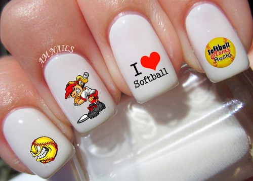I Love Softball Nail Art Stickers Transfers Decals Set of 36 - A1265 | eBay
