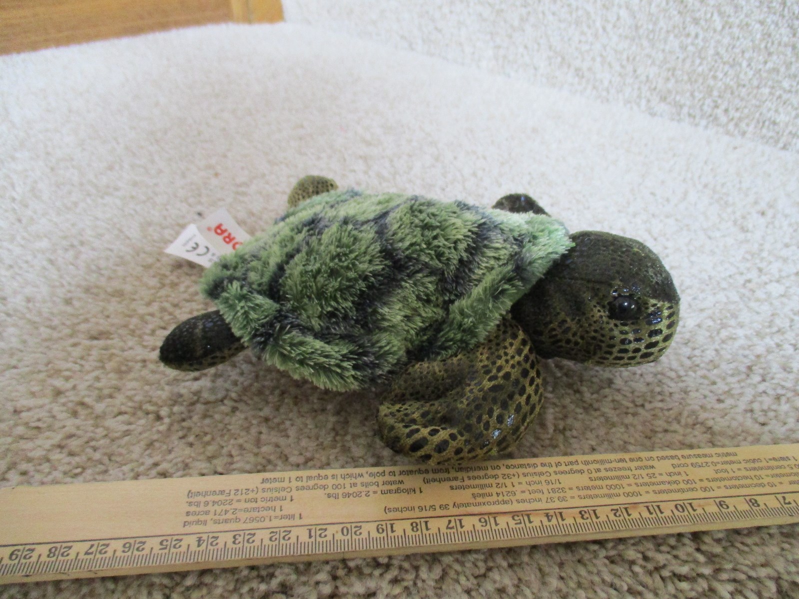 Aurora Plush Toy Green Sea Turtle Bean Bag Shell 7" Play Reptile Soft ...