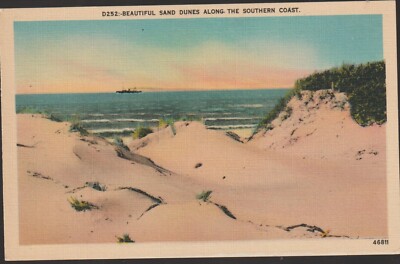 North Carolina Sand Dunes Along the Southern Coast UNP Linen Postcard ...