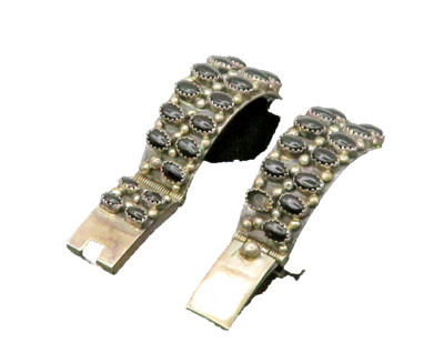 NAVAJO 925 Sterling Silver Vintage Black Onyx Watch Clips/Straps TR2988 ...