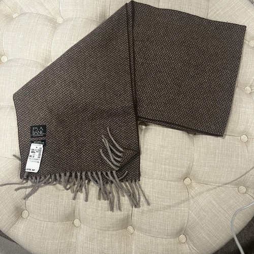 Scarf by Joseph A Bank WOOL herringbone pattern with nice frills. 62 ...