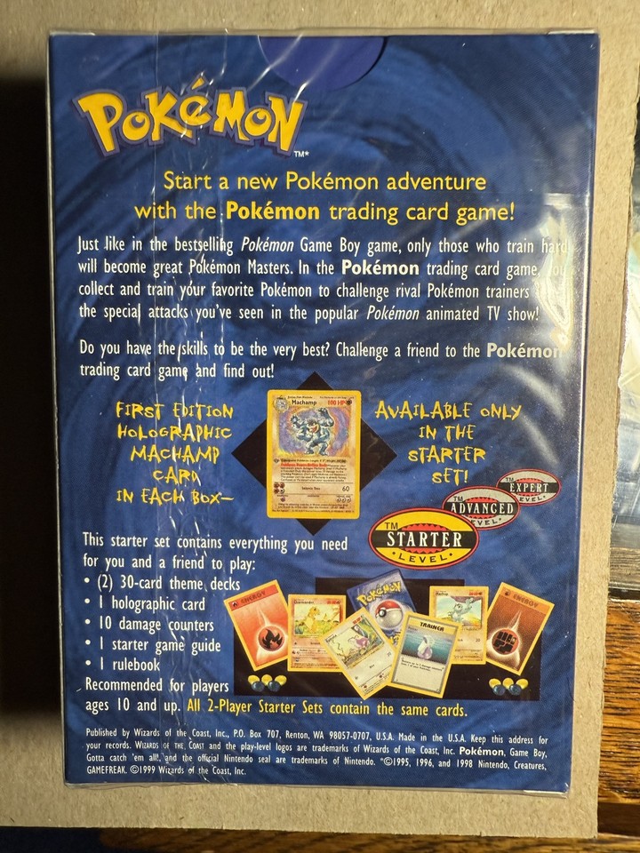 🔥Rare Vintage 1999 POKEMON CARD BASE SET 2 PLAYER STARTER DECK FACTORY ...