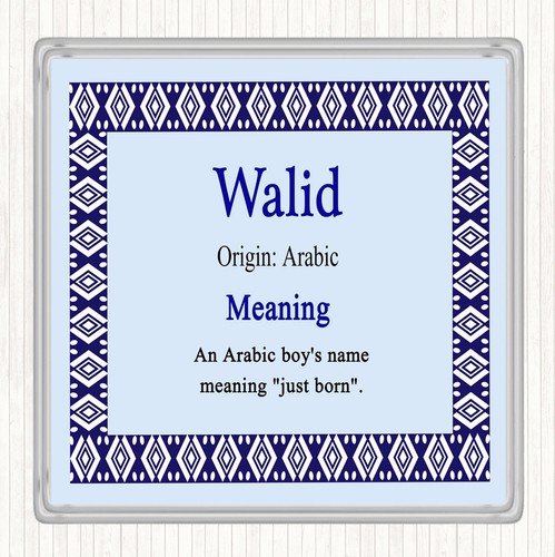 Walid Name Meaning Drinks Mat Coaster Blue | eBay