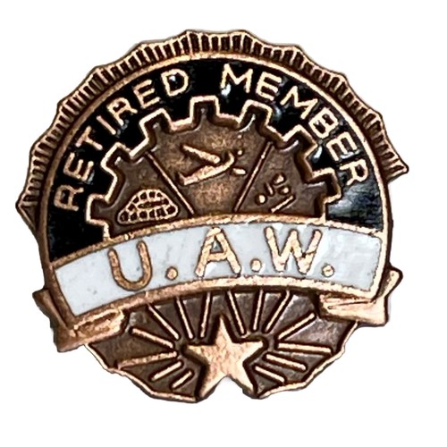 Vintage UAW Retired Member Hat Lapel Pin Tie Tac Brass Tone 15mm | eBay