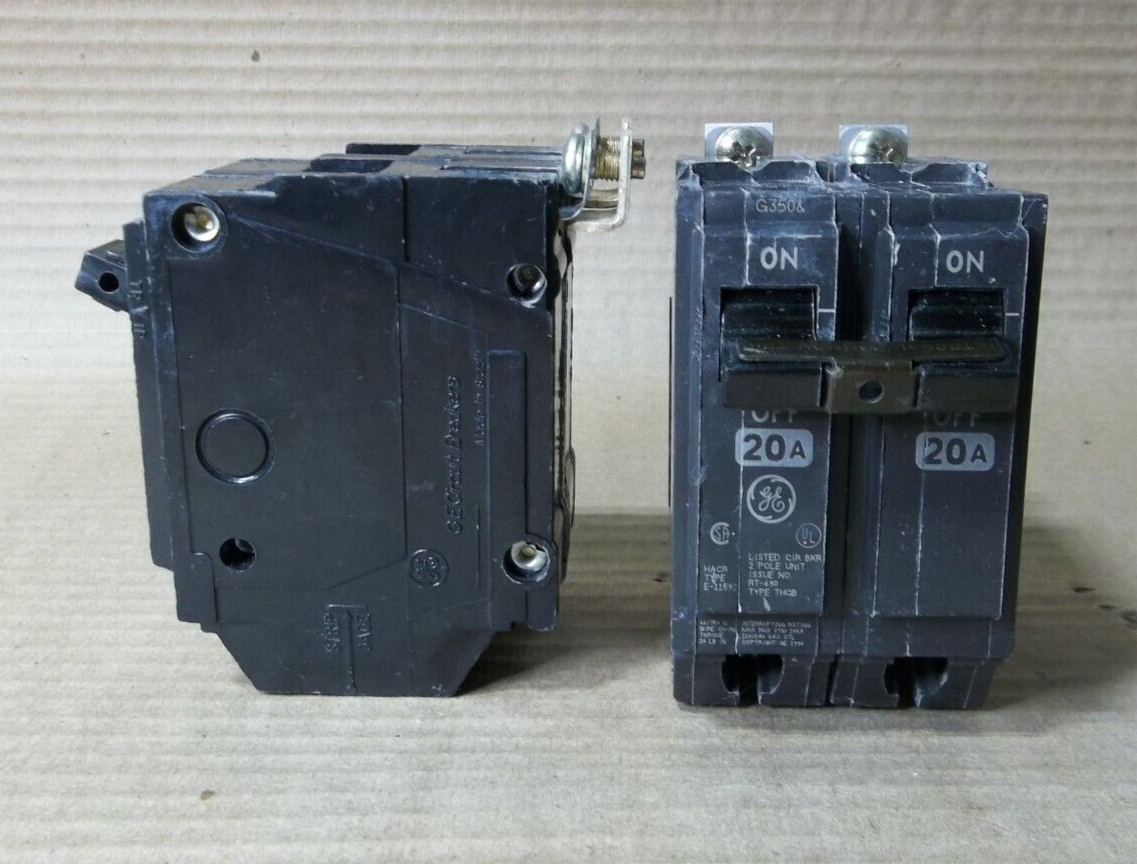 GE General Electric ABB THQB THQB2120 2 Pole 20 Amp 240V Silk Circuit ...