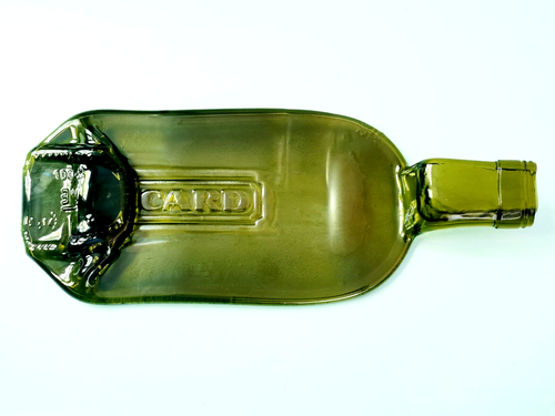 PRE OWNED KILN MELTED GLASS RICARD BOTTLE TRAY PLATTER TRINKET KEY DISH ...