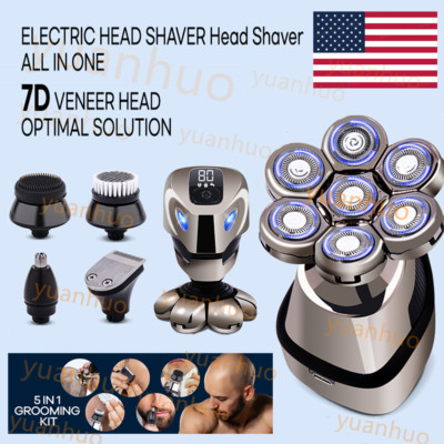 5in1 Rotary Electric Shaver 7D Bald Head Hair Beard Trimmer Razor ...