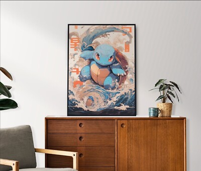 Squirtle Waves Art Canvas Poster Wall Art Home Decor | eBay