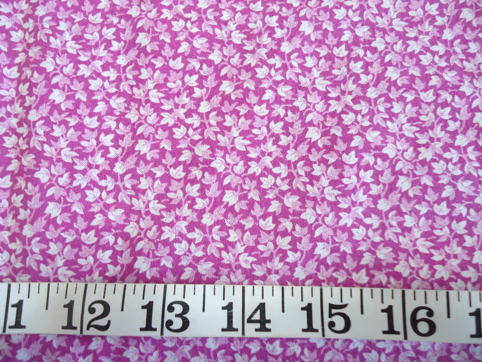 Cotton Quilt Fabric Magenta Pink Leaf Pattern 43"W x 2 3/4 Yards | eBay