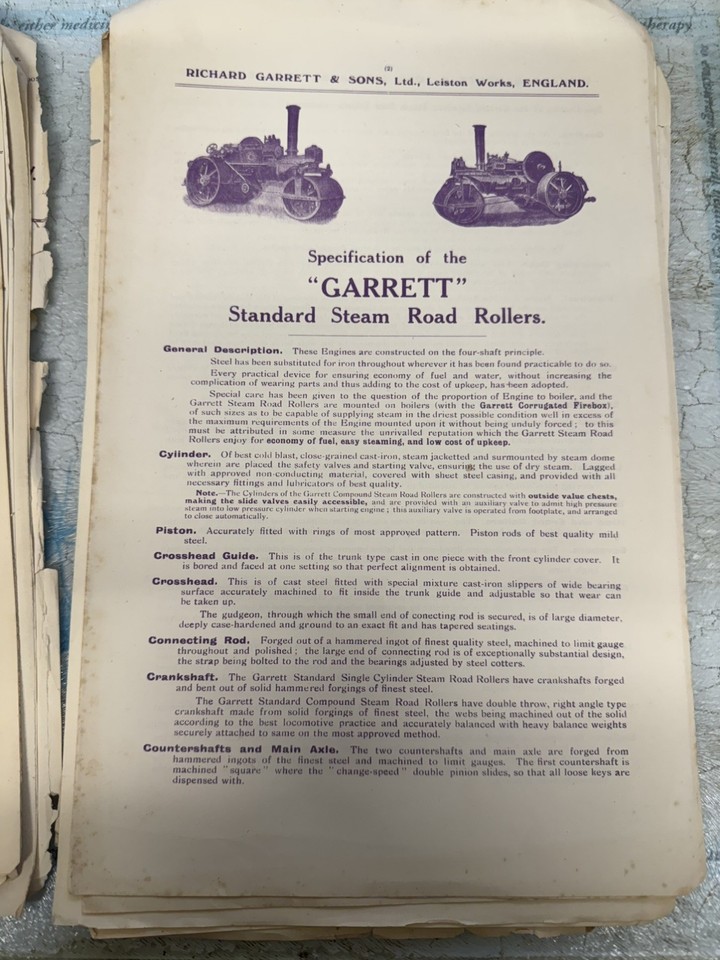 VINTAGE GARRETT STEAM TRACTION ENGINE PORTABLE LITERATURE ORIGINAL ...