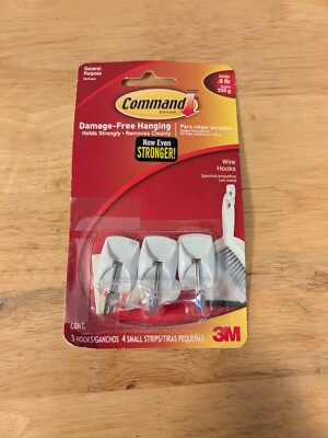 3M Command Brand General Purpose 9 Wire Hooks & 12 Strips Up To 0.5 lb (3 Pack) | eBay