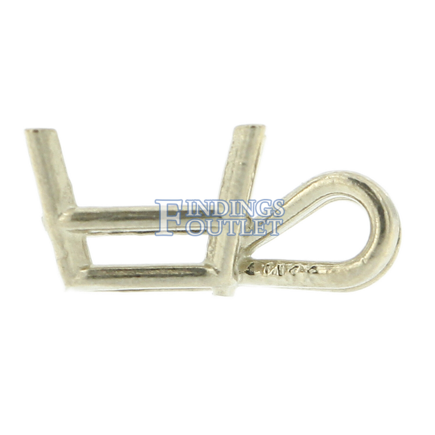 14K White Gold Emerald Pendant Setting Rabbit Ear Bail Mounting 0.20ct ...