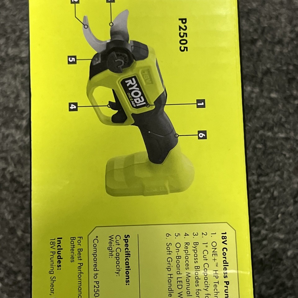 RYOBI Hedge Trimmers 18V Brushless Cordless Pruner Soft Grip Handle ...