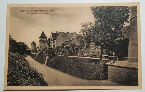 Sibiu 1933 Turnurile de fortificatie, stampila Societatii de excursie ...
