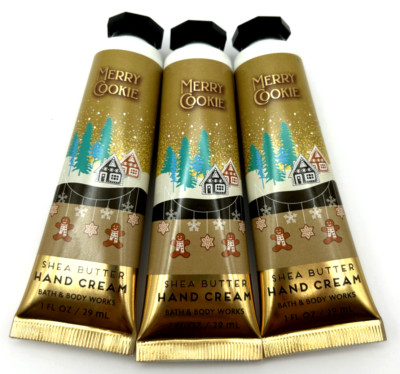 NEW 3 BATH & BODY WORKS MERRY COOKIE HAND CREAM LOTION 1 OZ SHEA BUTTER ...