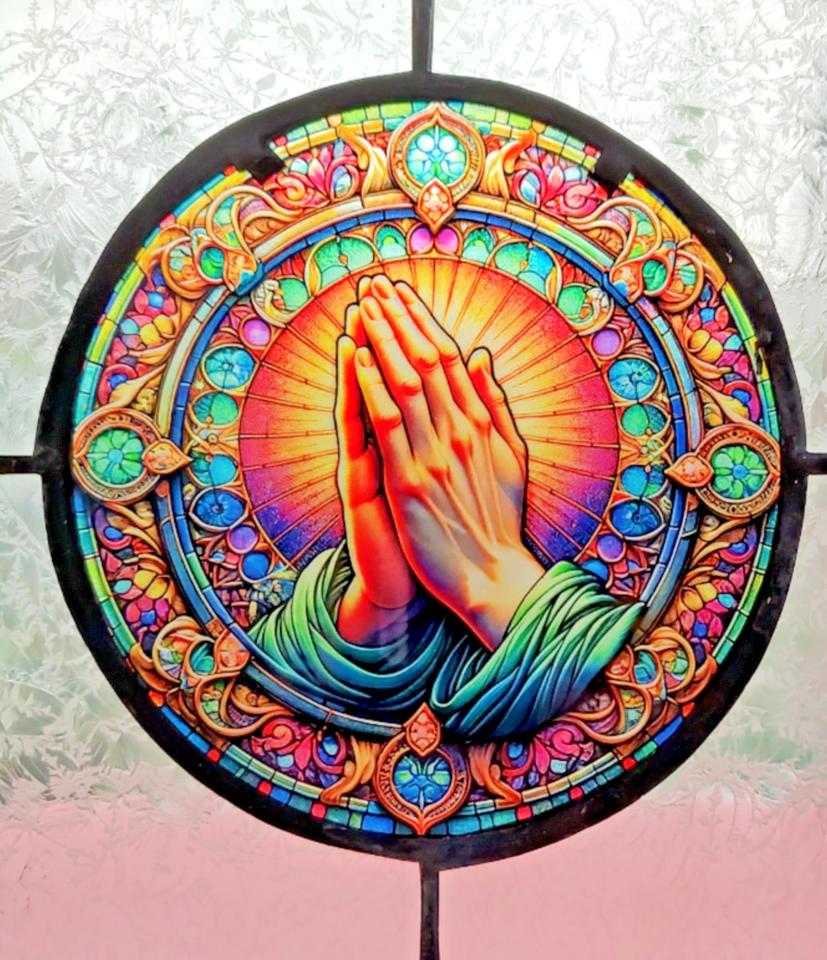 " Praying Hands " -Stained Glass Panel - NEW - Made in USA | eBay