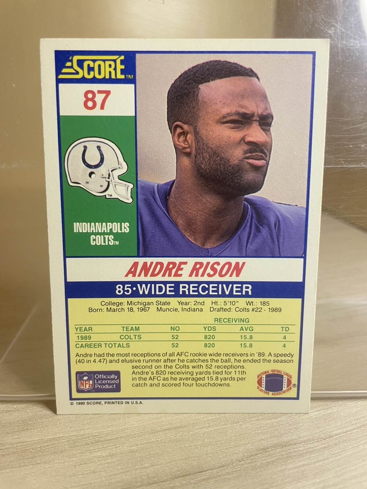 1990 Score Football Card Andre Rison Indianapolis Colts #87 | eBay