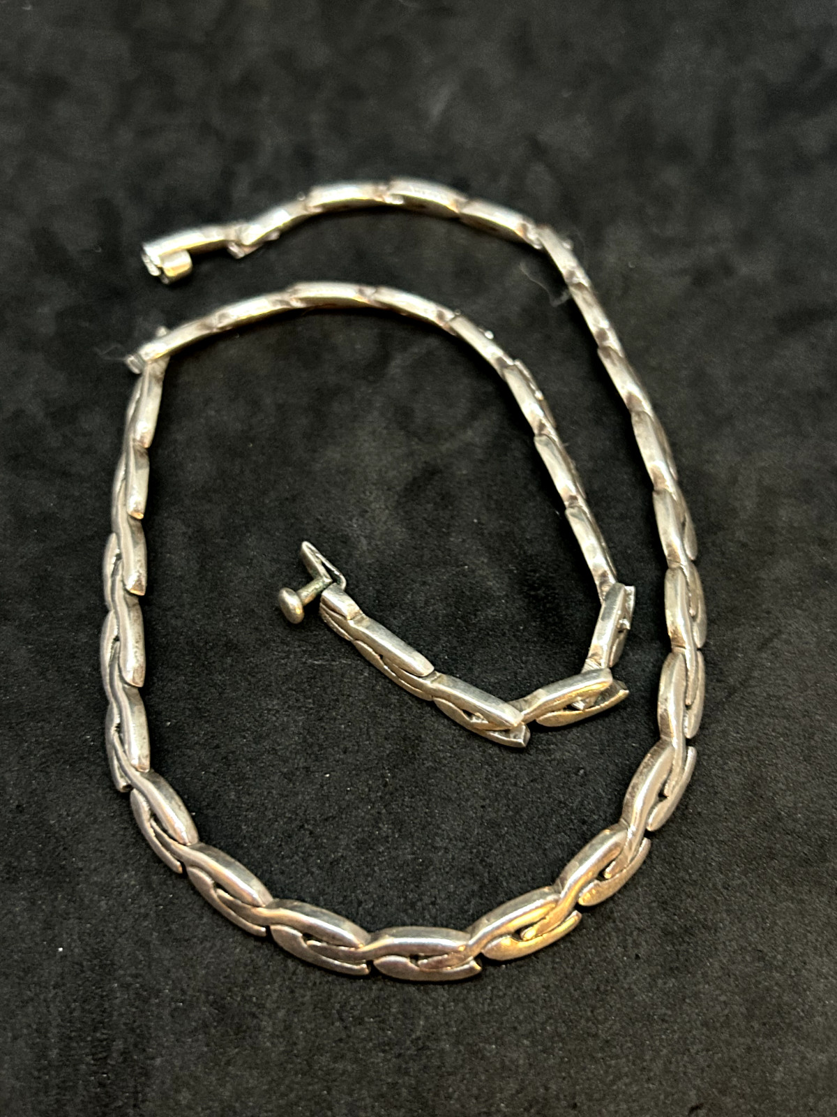 925 Sterling 6.2mm Interlocking Curved Chain Necklace… - Gem