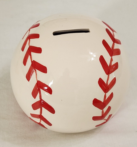 Ceramic Baseball Coin Bank Red White 4" Nice -BB | eBay