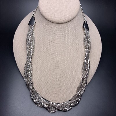 Charming Charlie Woven Chains Necklace Silver Tone Mesh Popcorn Chain ...