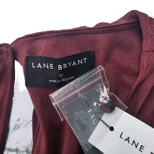 Lane Bryant NWT Dress Maroon Red Satin Pleated Ruffle Hem Flutter Size ...