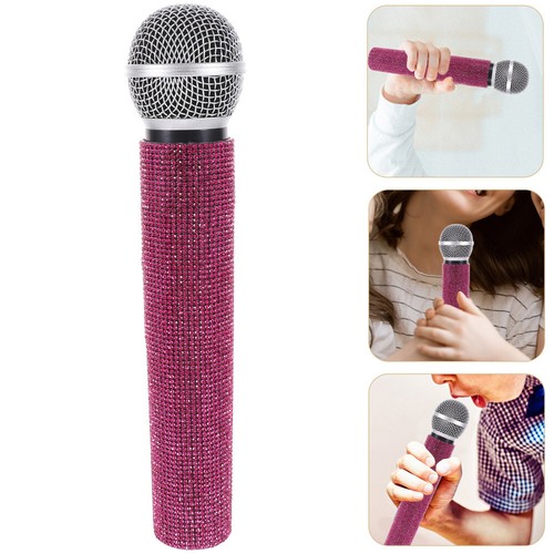 Rhinestone Microphone Prop Purple Sparkly Cover Fake Props Simulated | eBay
