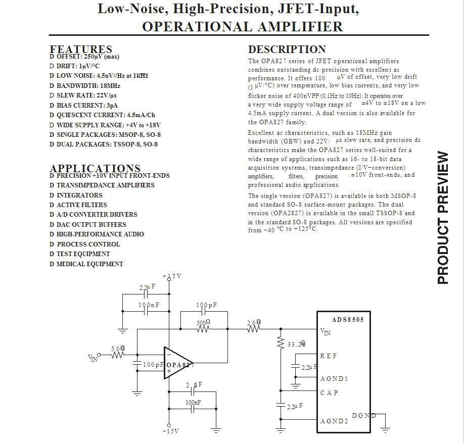 1x OPA827 Dual to DIP8 Mono Low-Noise High-Precision JFET-Input Op Amp ...