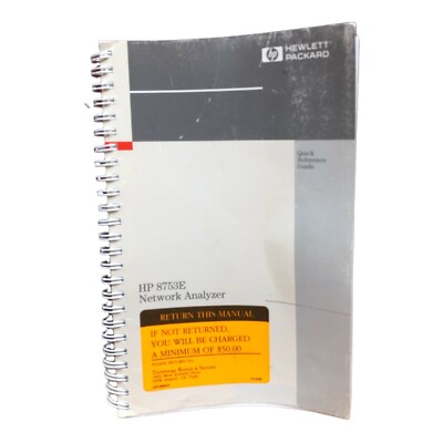 HP 8753E NETWORK ANALYZER QUICK REFERENCE GUIDE MANUAL | eBay