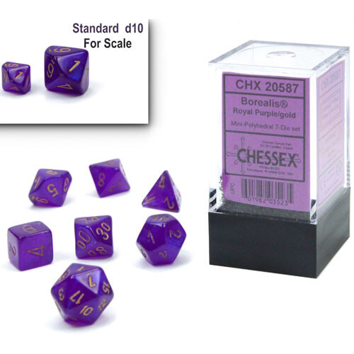 Borealis: Mini-Polyhedral Royal Purple/gold Luminary 7-Die Set | eBay