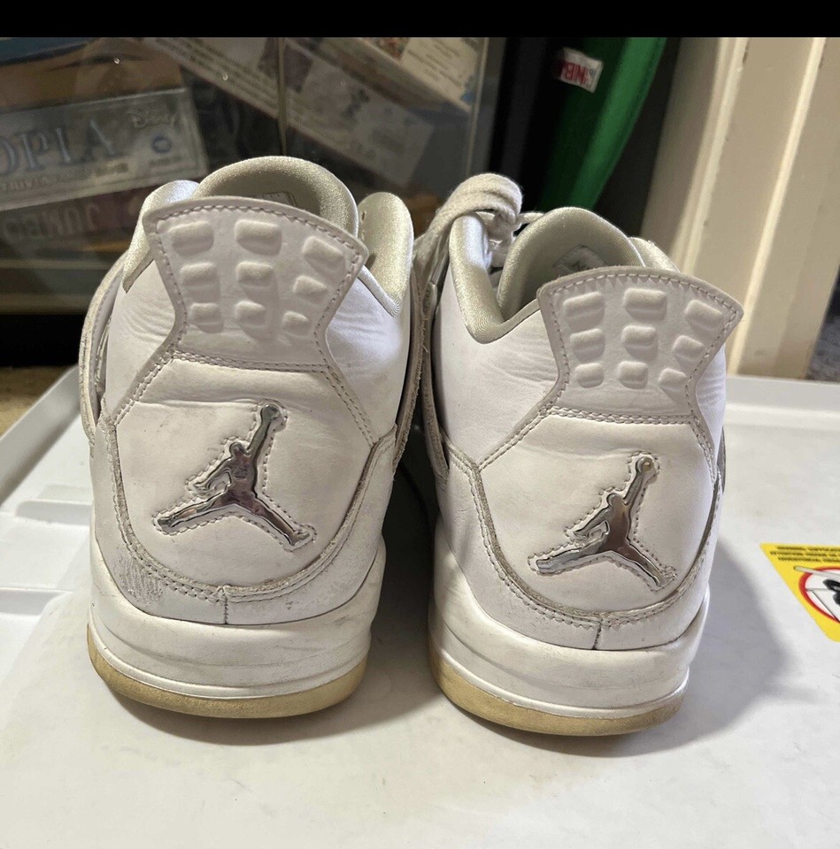 Nike Air Jordan 4 Retro Pure Money Men 13 White Silver Leather 2017 ...