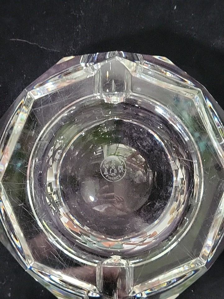 Baccarat French Crystal Ashtray Faceted Diamond Pattern Signed Vtg Rare ...