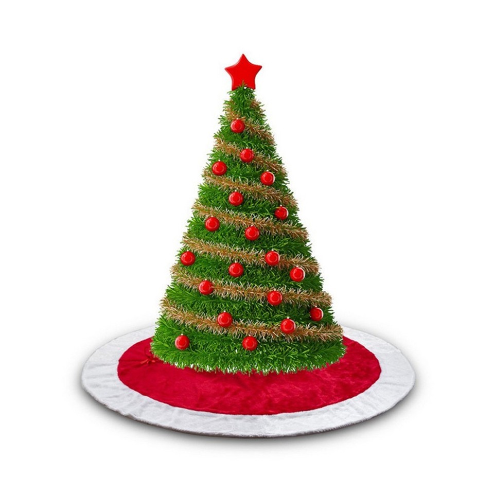 100cm Christmas Tree Skirts Red and White Tree Skirt Mat for Holiday ...
