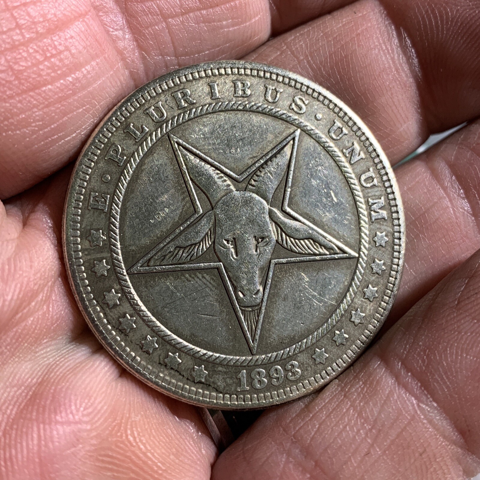 Satanic Pentagram Devil Goat Head Novelty Good Luck Heads Tails ...