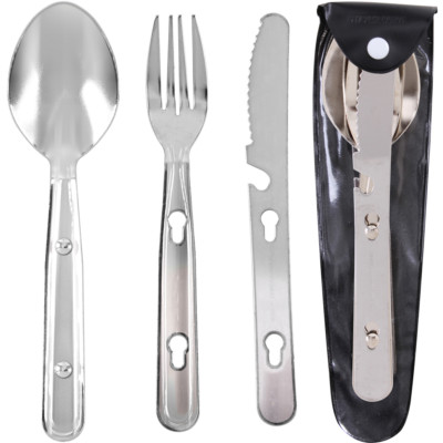 3 Piece Stainless Steel Chow Kit Set Knife Fork Spoon Camping Survival ...