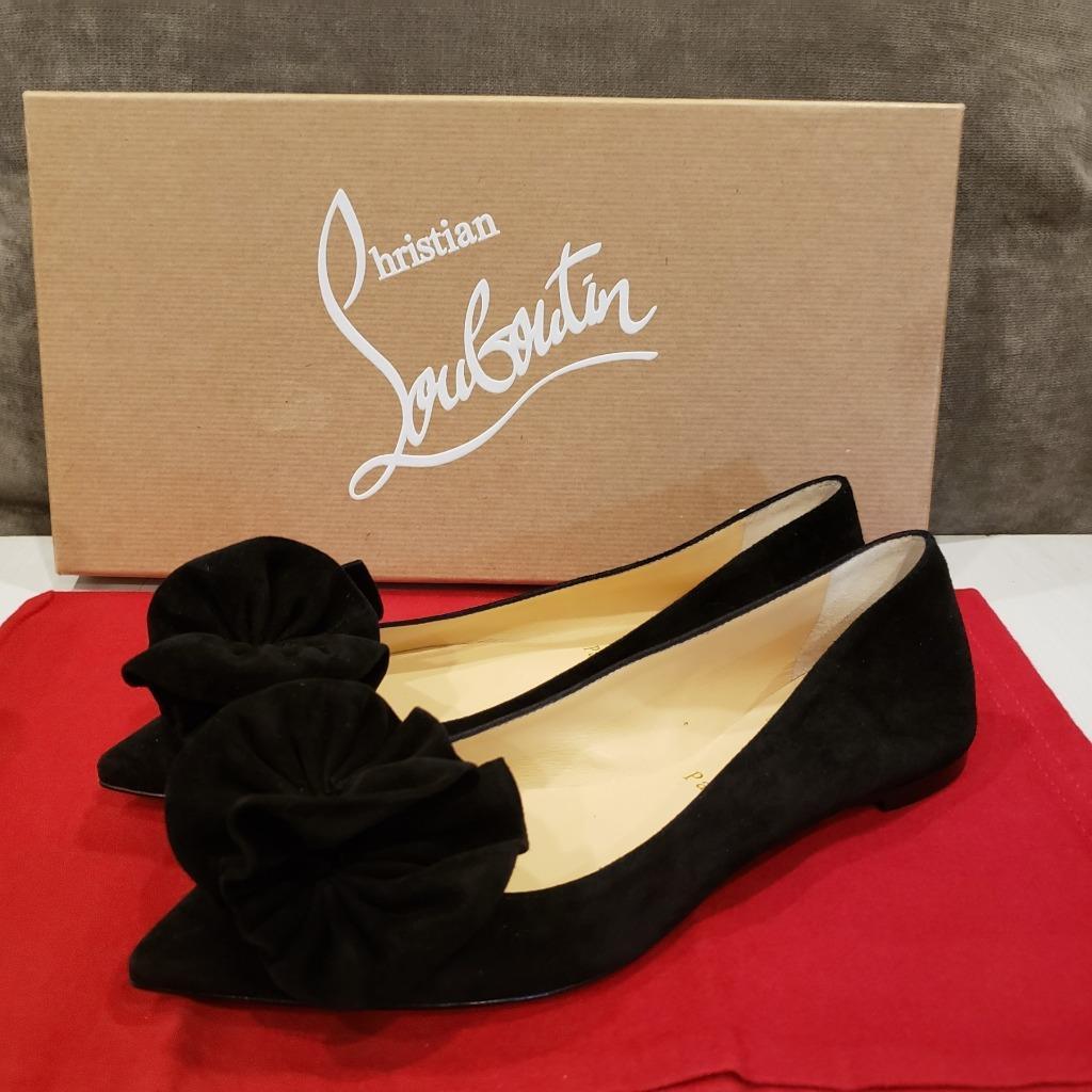 Christian Louboutin ANEMOSEA Rosette Flower Suede Ballet Flats Shoes ...