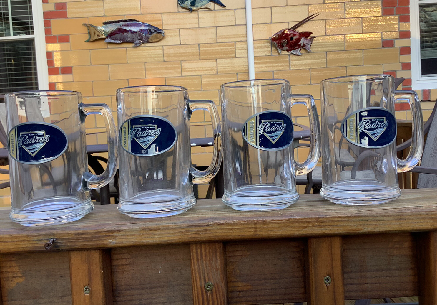 SAN DIEGO PADRES Official New Pewter Emblem 12 oz Glass Beer Mug Steins ...