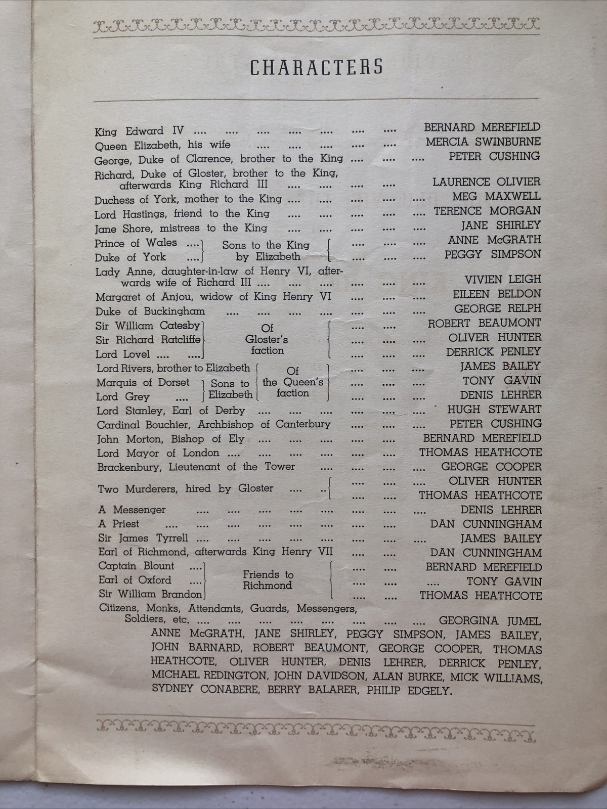 Richard The Third - Old Vic theatre program Australia /New Zealand Tour ...