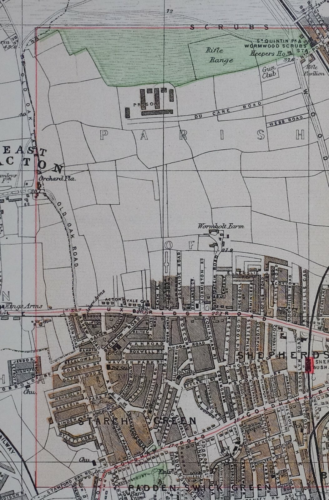 1896 MAP STREET PLAN LONDON NOTTING HILL SHEPHERDS BUSH STARCH GREEN ...