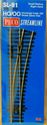 Peco SL-91 HO Scale ~ New ~ Right ~ Small Radius Turnout ~ Insulfrog ...