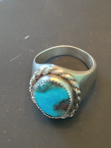 Vintage 1950s Taxco Sterling Silver Turquoise Ring Size 12 | eBay