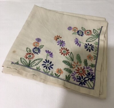 afternoon linen,embroidered tea/tablecloth | eBay UK