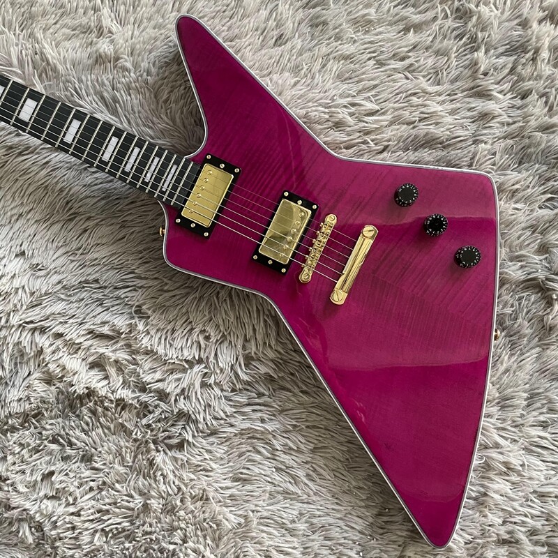 Purple Explorer Electric Guitar Solid Flam Maple Top Mahogany Body HH ...