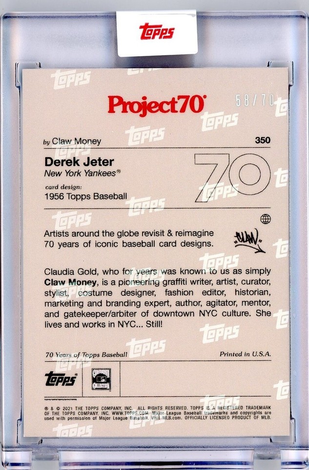 2021 TOPPS PROJECT 70 - DEREK JETER BY CLAW MONEY - RAINBOW FOIL 58/70 ...