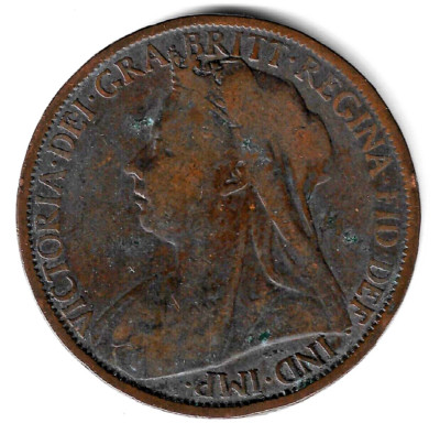 1900 1 Penny UK Victoria Coin Great Britain Bronze KM# 790 Large Heavy ...