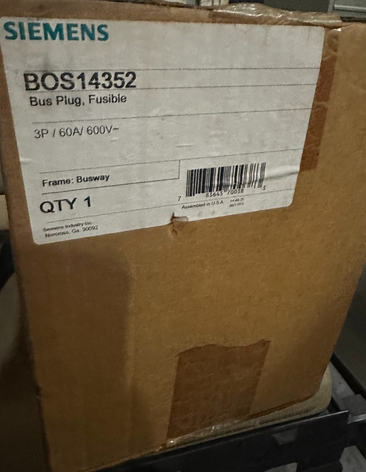 Siemens Fusible Switch Plug (BOS14352) 783643700383| eBay