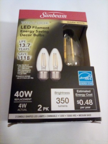 Sunbeam LED Filament Decor Bulbs 40W Medium Base Warm White 2 pk FREE S ...