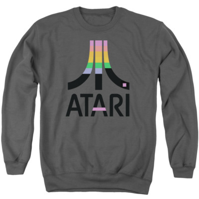 Atari Sweatshirt Retro Colors Logo Charcoal Pullover | eBay