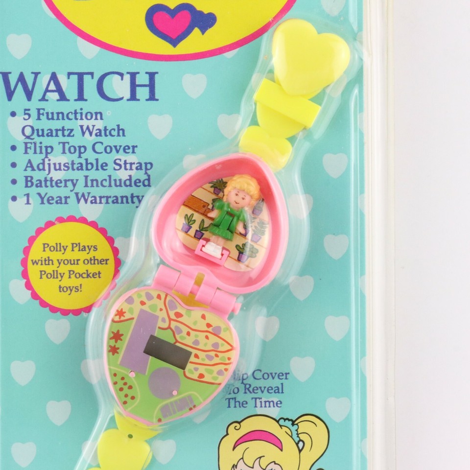 POLLY POCKET 1994 Hope Industries Yellow Heart Band Watch NEW & SEALED ...