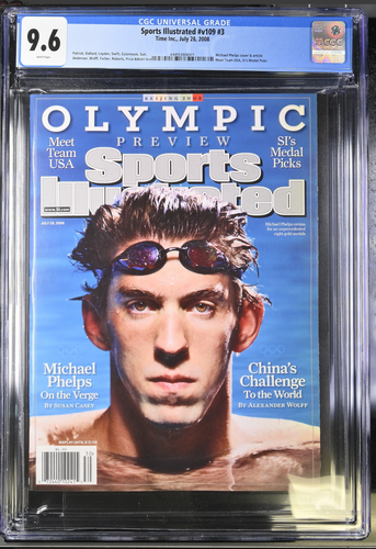 CGC 9.6 Newsstand Sports Illustrated July 28 2008 Michael Phelps Team ...