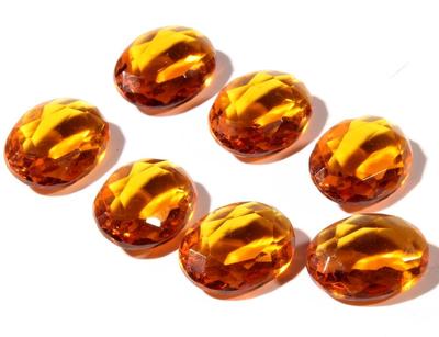 Lot (7) 20mm Czech vintage amber topaz oval faceted glass rhinestones ...